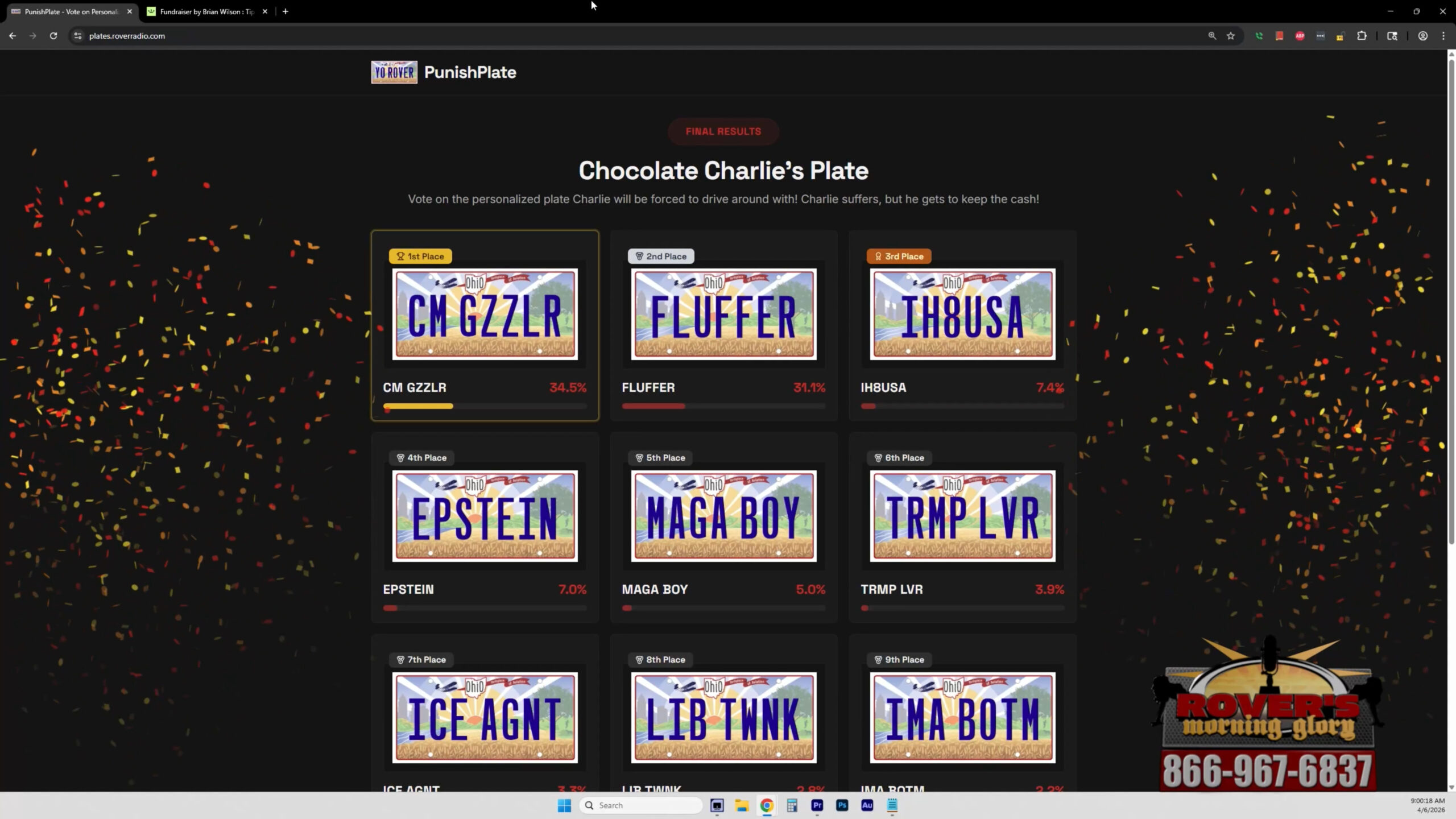 Charlie wins big from license plate contest thet Jeffrey rebuffed ...